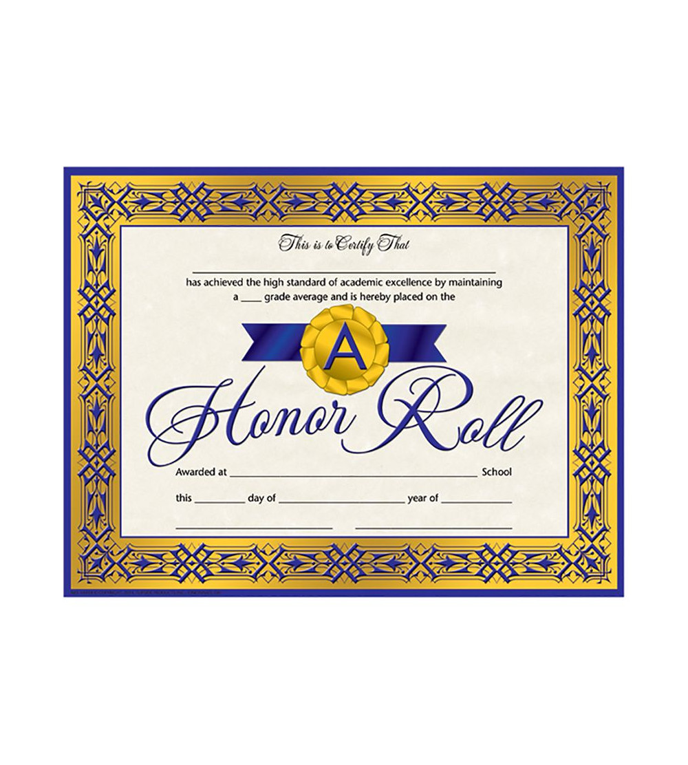 Blue Ribbon A Honor Roll Certificate Flipside Products HVA918
